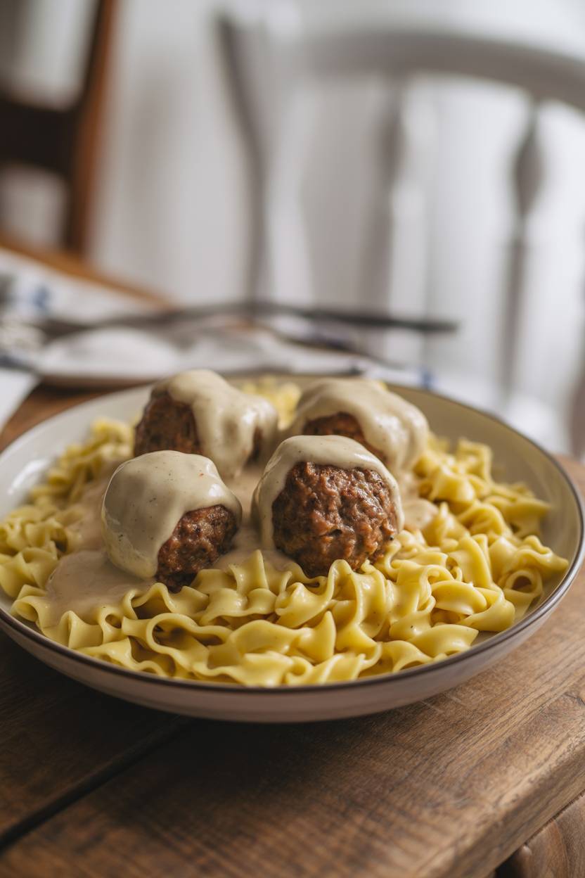 Hearty, Classic Meatballs and Egg Noodles - Taste Tested Recipes